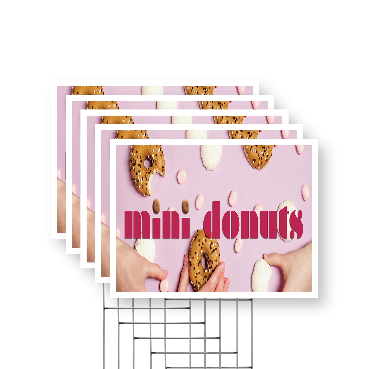 Mini Donuts Yard Sign 5 Pack of 18 Inch x 24 Inch Single Sided ...