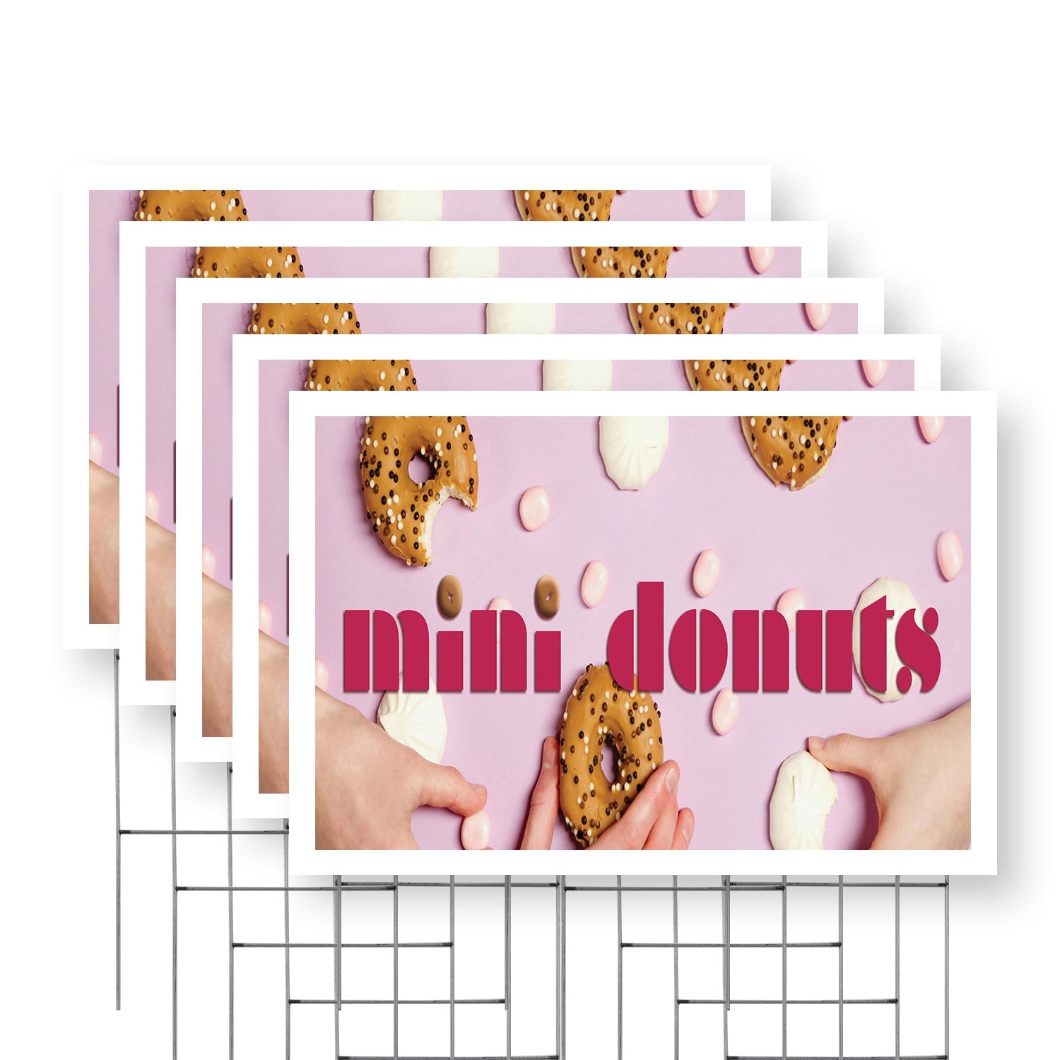 Mini Donuts Yard Sign 5 Pack of 24 Inch x 36 Inch Double Sided ...