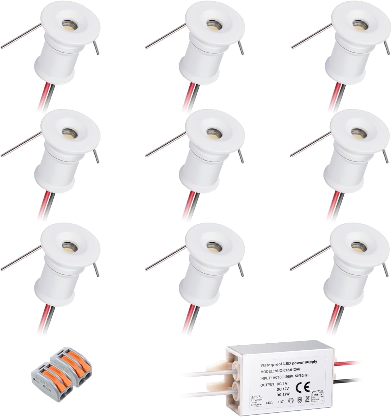 Mini Downlight DC12V 1W 4000K 9Pack Black Shell,Used for Indoor ...