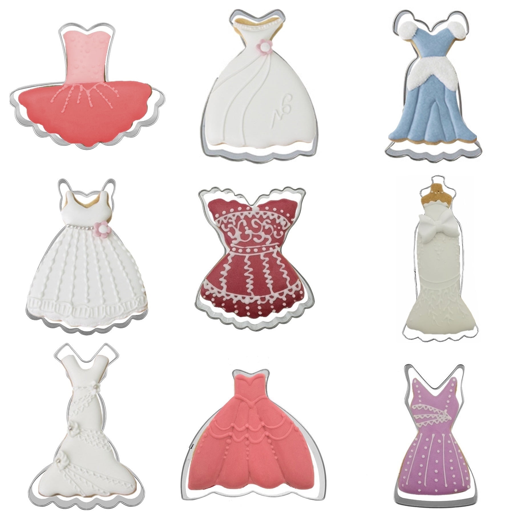 Mini Dress Cookie Cutter Set of 9 pcs, Stainless Steel Mini ONE-BITE ...