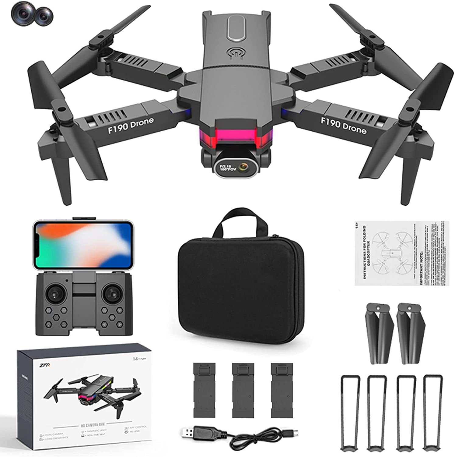 Mini Drone - Remote Control Drone With Daul 4K Hd Fpv Cameras, Toys ...