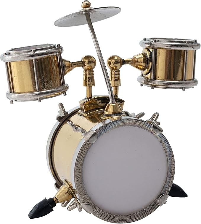 Mini Instruments Miniature Brass Drum Set - Detailed Musical Instrument ...