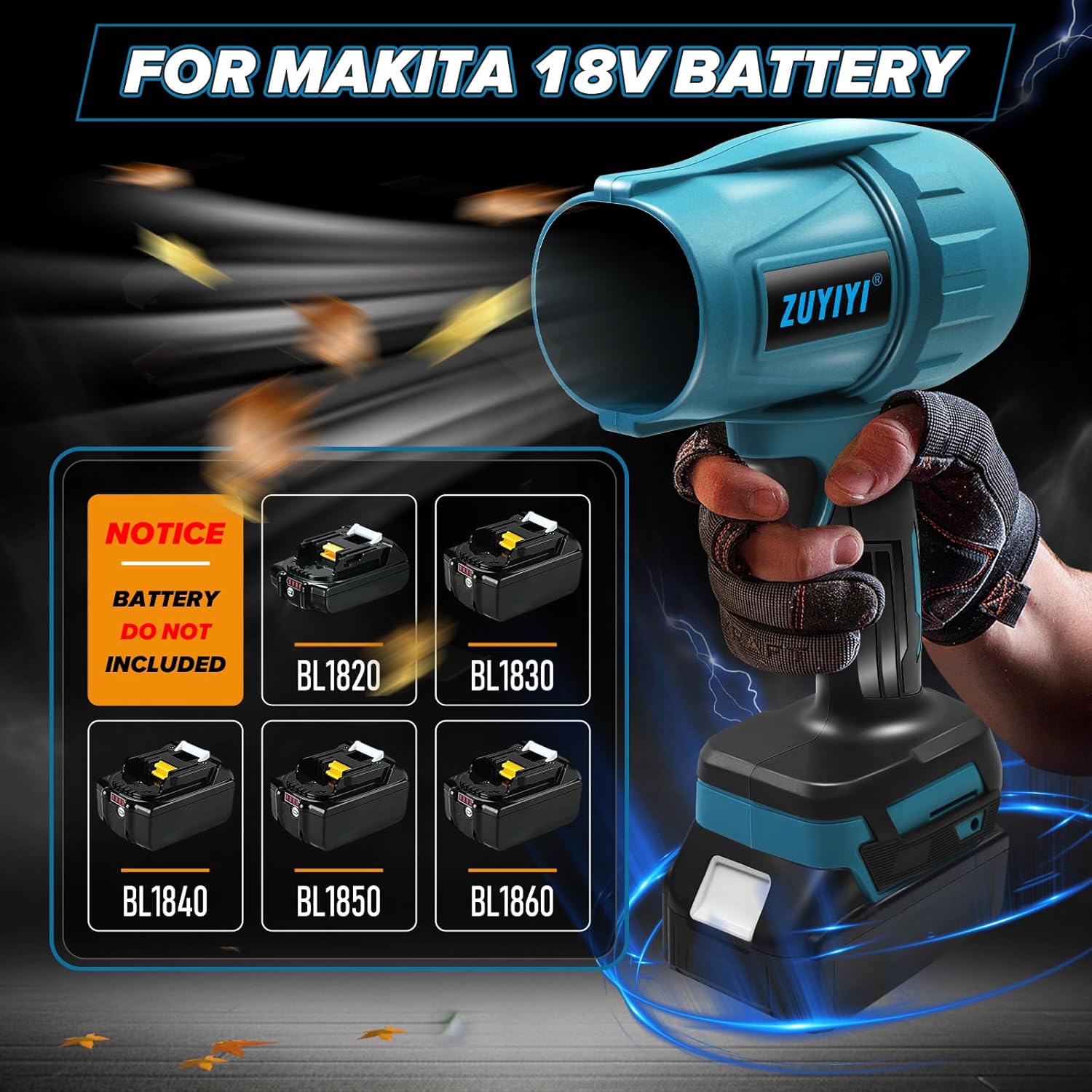 Mini Dry Blower Turbofan Fan for 18V Battery, Handheld Brushless Air ...