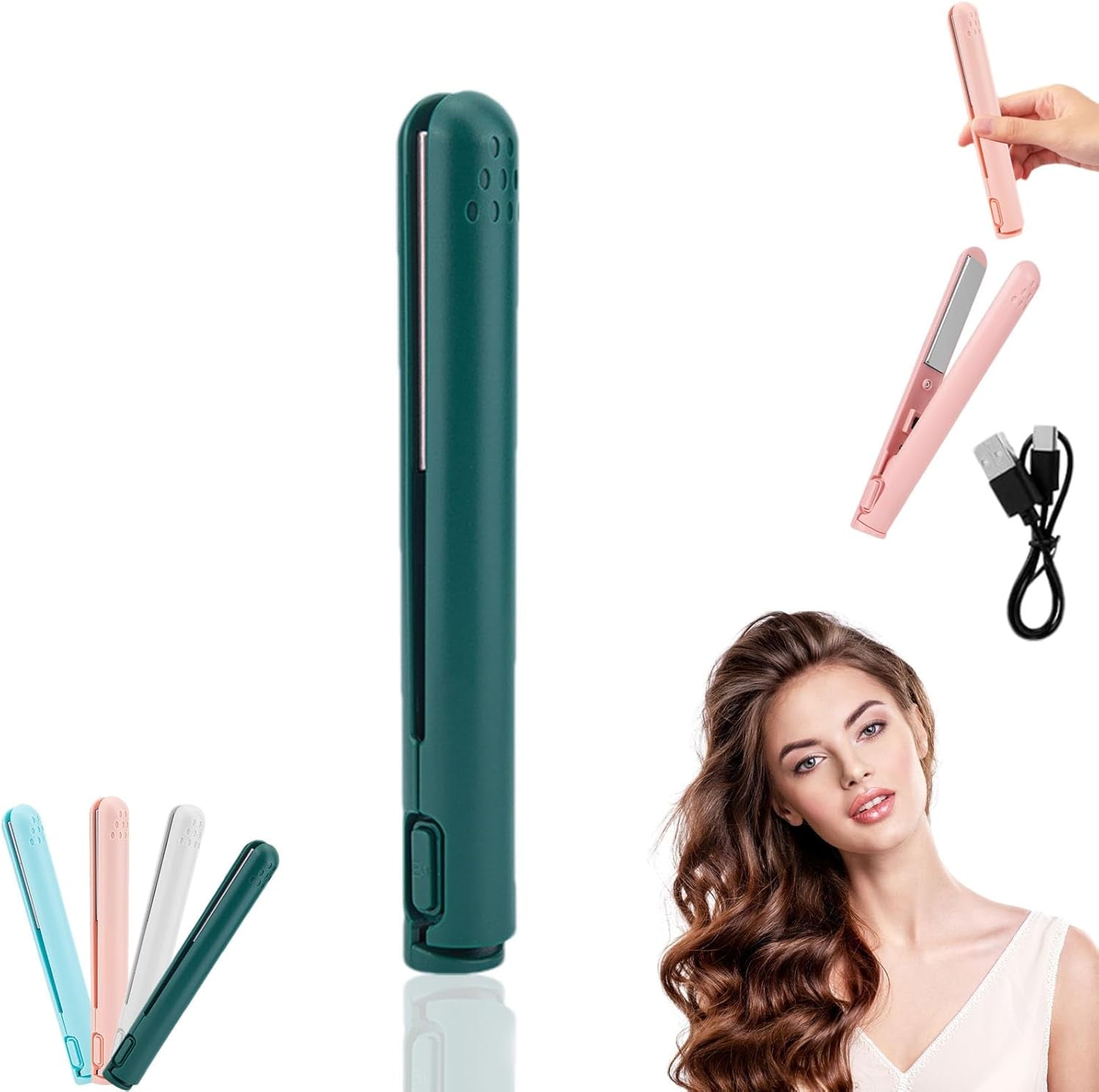 Mini Dual-Purpose Curling Iron for Short Hair, 2-in-1 Travel ...
