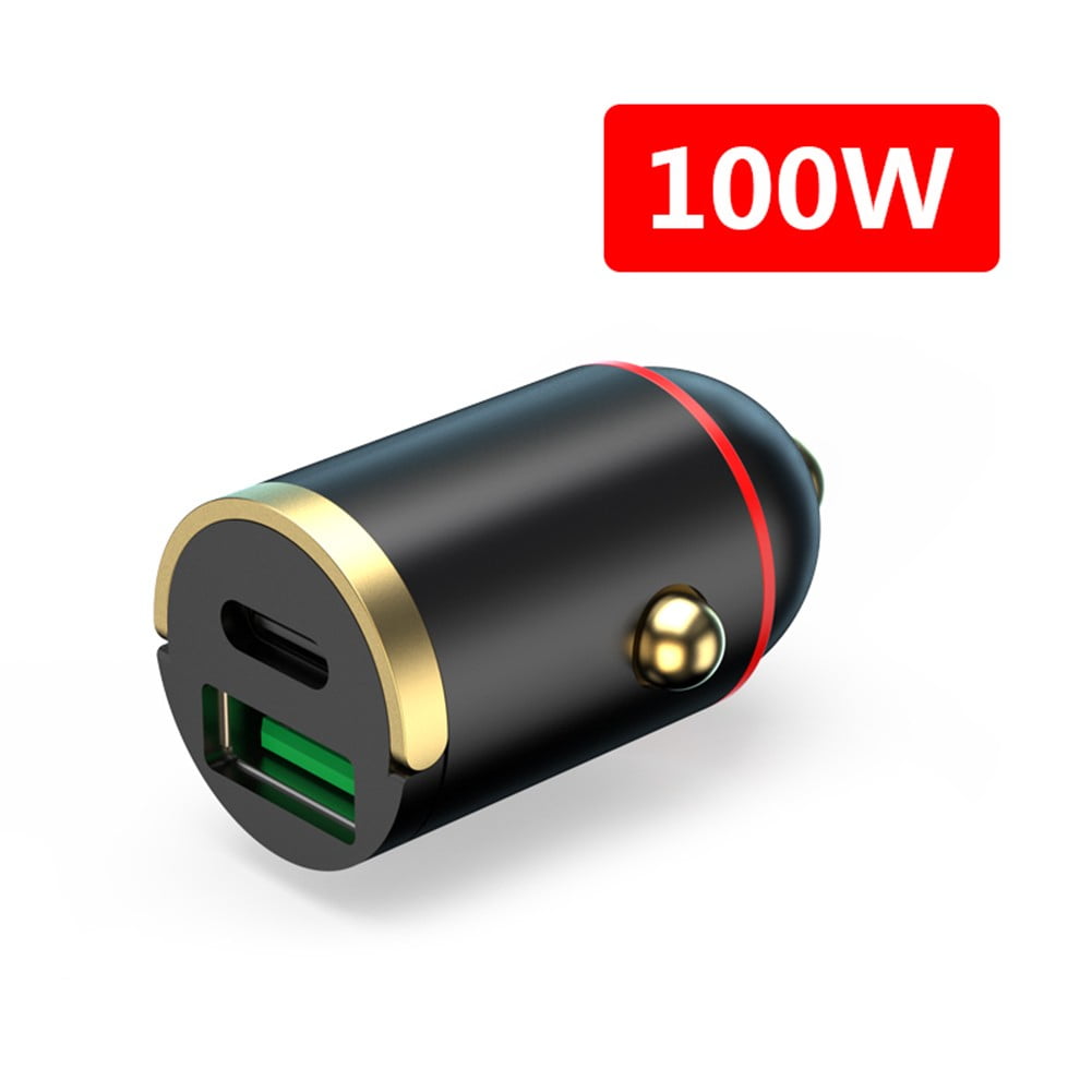 Mini Dual Usb Type-C Pd Car Phone Charger 100W Fast Charge Adapter ...