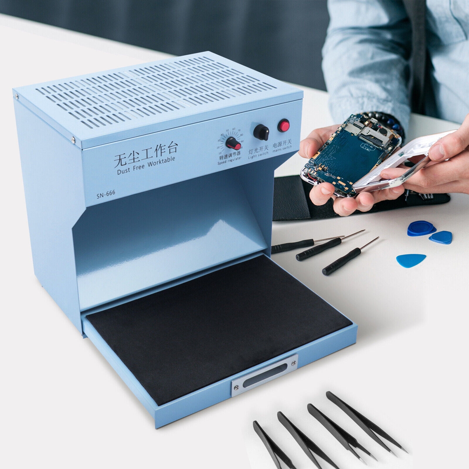 Mini Aluminum Worktable with Adjustable Wind Speed, 110V Laminar Flow ...