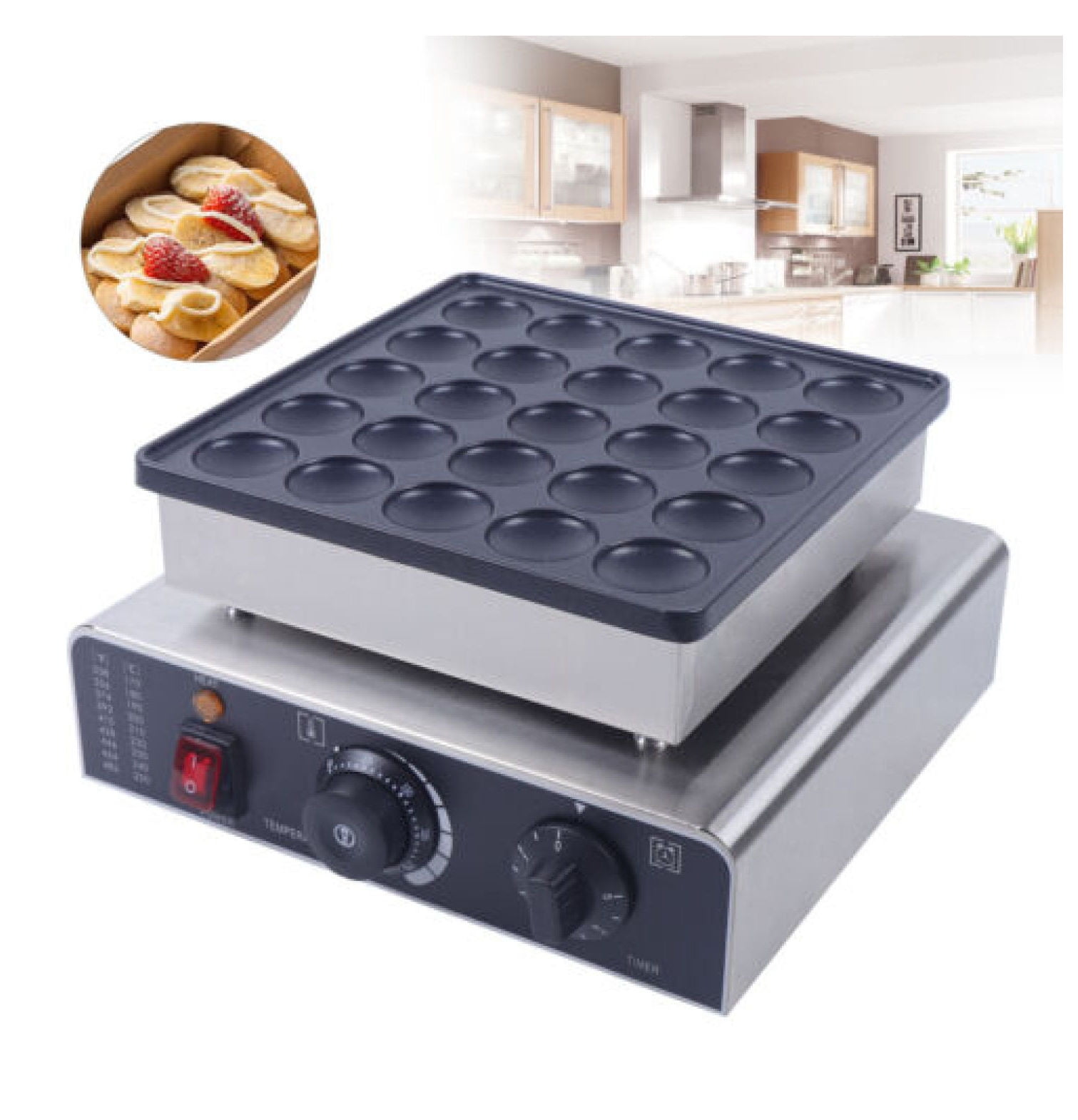 Mini Dutch Pancake Baker 25PCS Waffle Maker Machine Nonstick 800W TOP ...