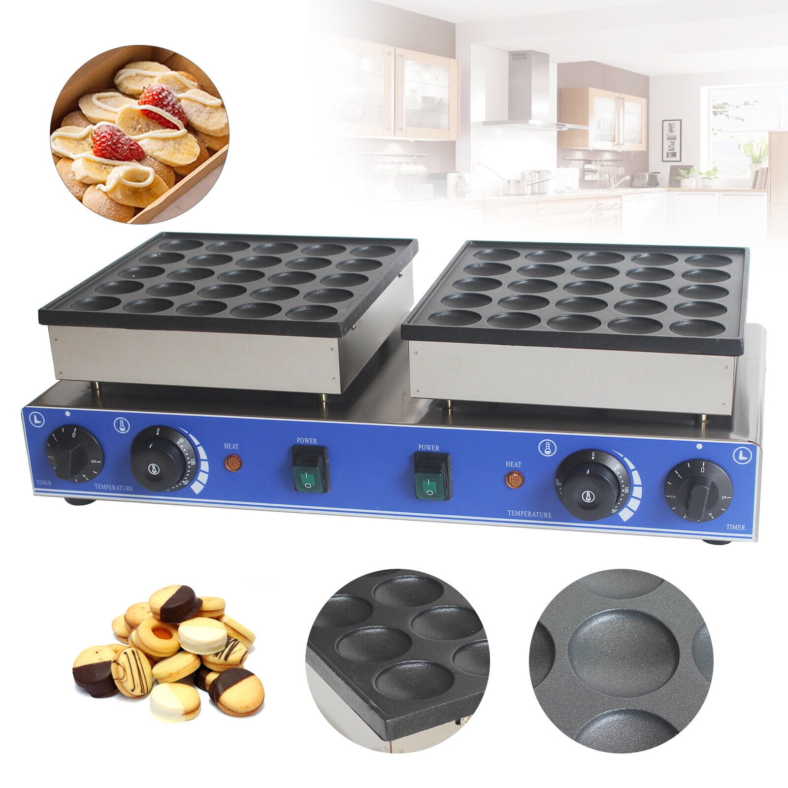 Mini Dutch Pancake Baker 50PCS Commercial Waffle Maker Machine 1.8in ...