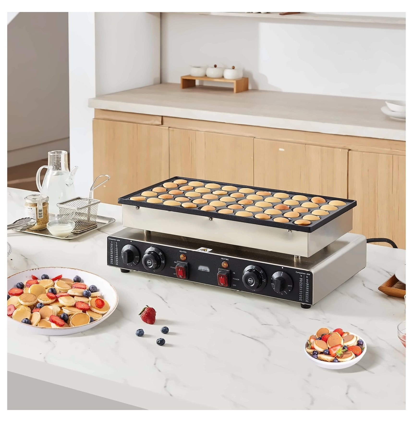 Mini Dutch Pancake Maker 50PCS, 1700W Electric Poffertjes Grill, 43mm ...