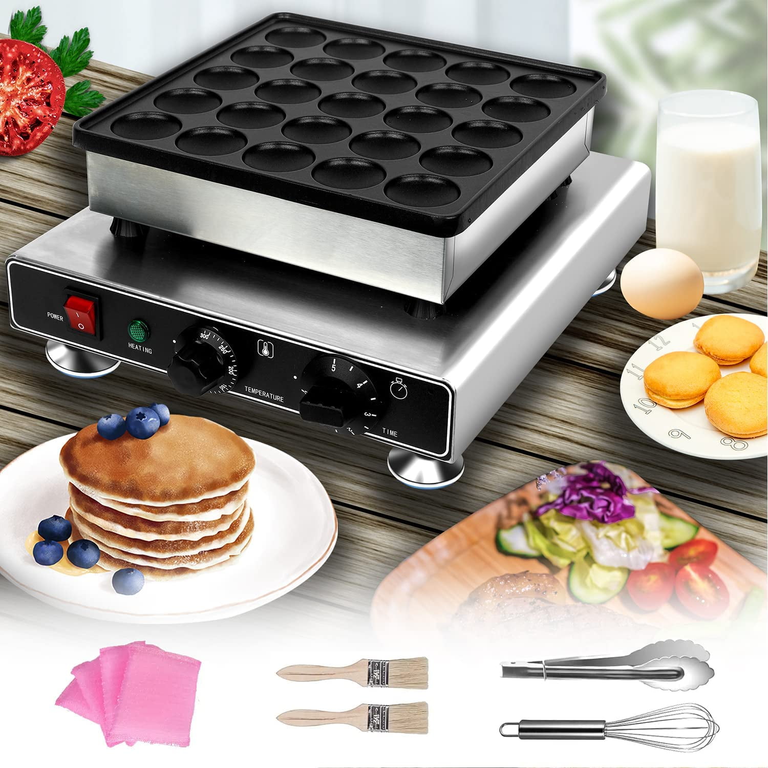 LIANQIAN Mini Dutch Pancakes Maker - 25PCS Electric Poffertjes Machine ...