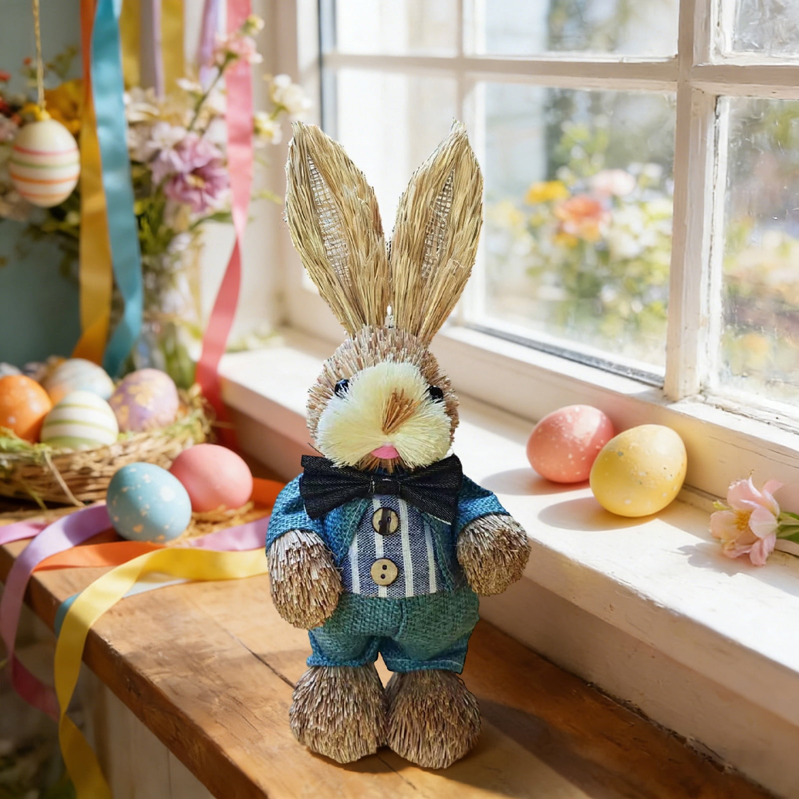 Mini Easter Bunny Decor Handcrafted Woven Grass Figurine, Adorable Cute ...