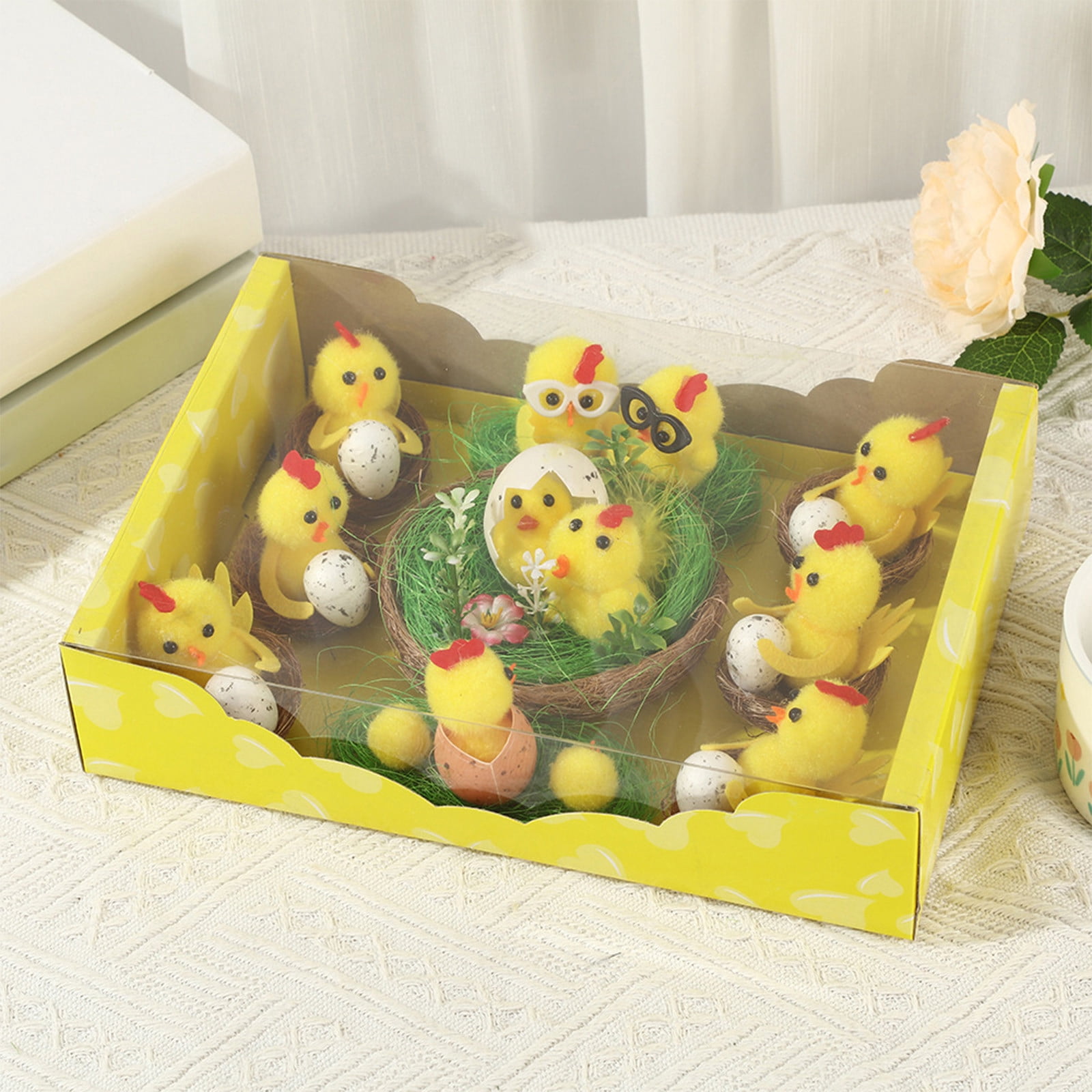 Mini Easter Plush Chicks Set, Tiny Chicks Stuffed Animal Easter Decor ...