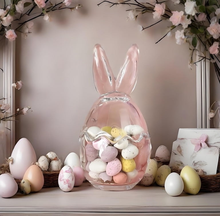 Mini Egg Jar, Easter Bunny Ears Glass Storage Jars, Glass Egg Cup Clear ...