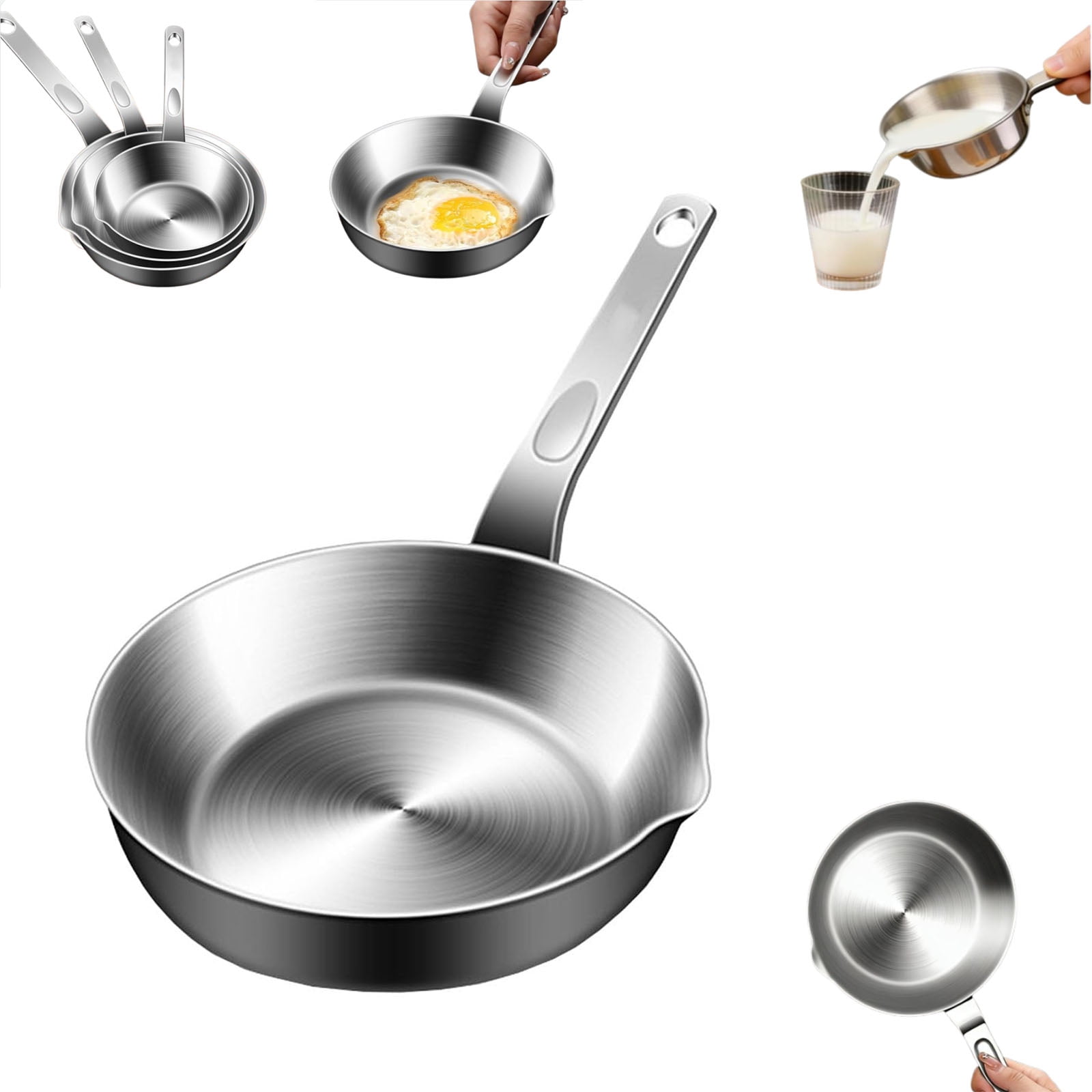 Mini Egg Pan 316 Stainless Steel, Omelet Skillet With Spout, Small ...