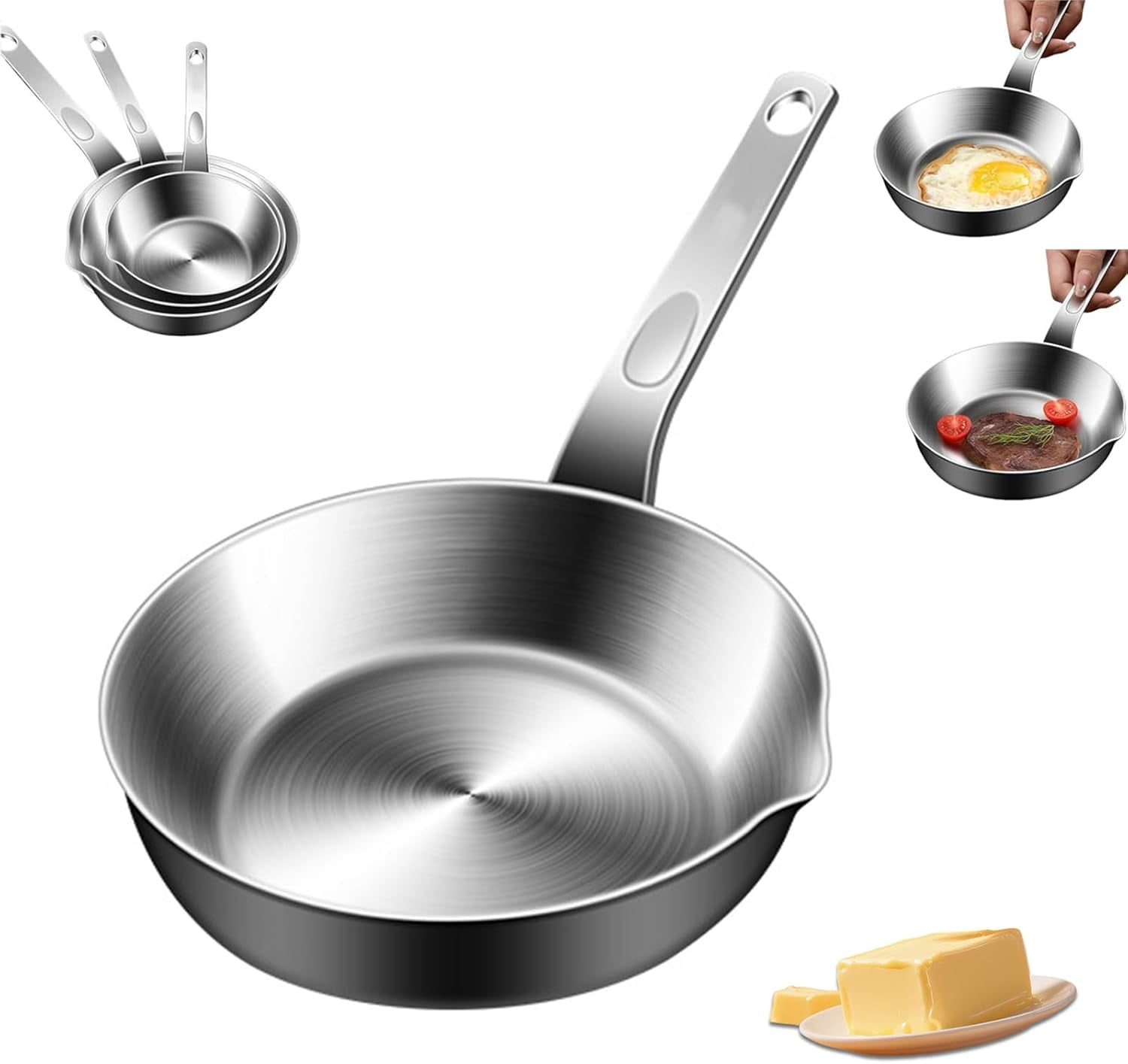 Mini Egg Pan 316 Stainless Steel, Small Frying Pan with Multi-Layer ...