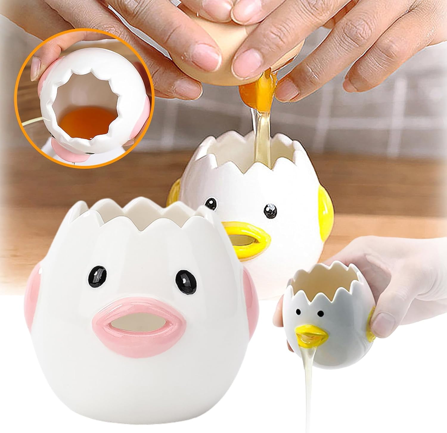 Mini Egg White and Yolk Separator, Ceramics Vomiting Chicken Egg Yolk ...