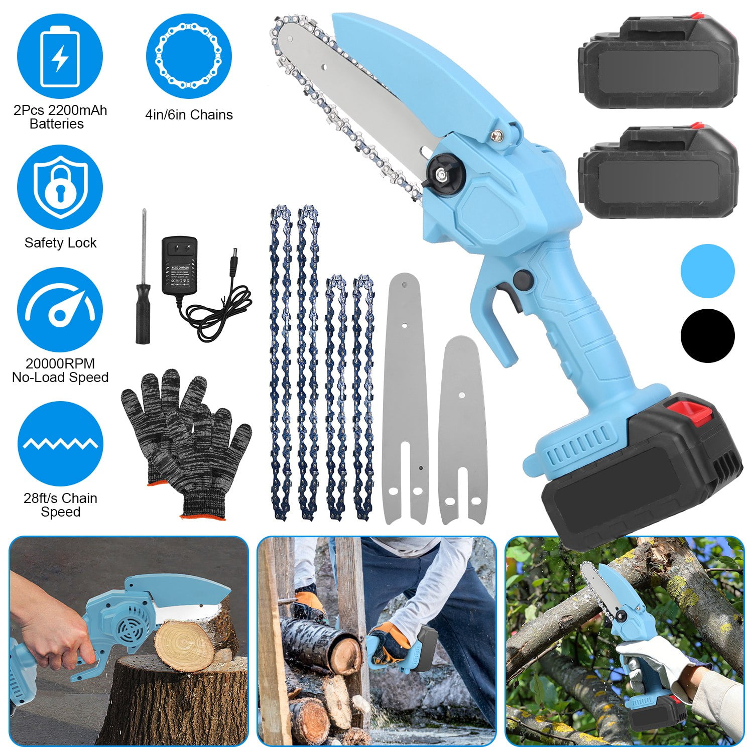 Mini Electric Chainsaw Cordless 6 Inch Portable Small Handheld Chainsaw ...
