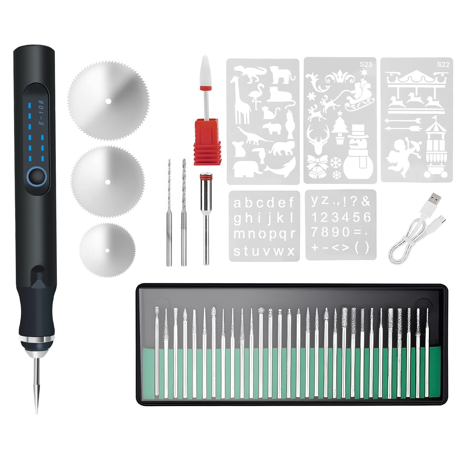 Mini Electric Engraver TeqHome Rechargeable Engraving Pen with 33Pcs ...