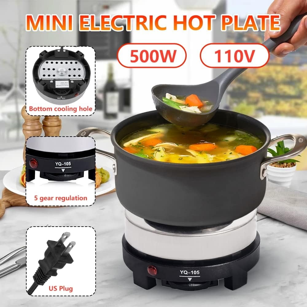 Mini Electric Heater Stove, Portable 500W Electric Mini Stove Hot Plate ...