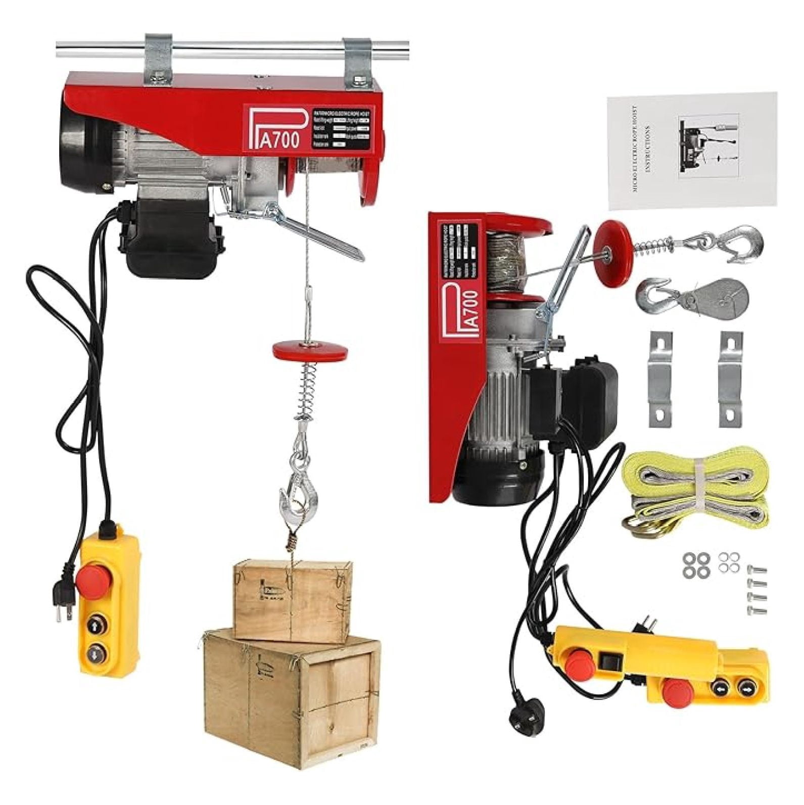 Mini Electric Hoist with Emergency Stop, 551lb Capacity, 510W 110V ...