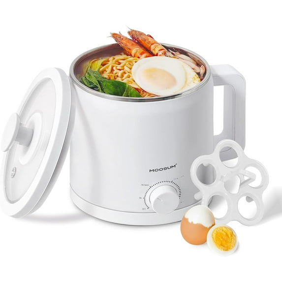 MOOSUM Mini Electric Hot Pot, Fast Cooker for Ramen/Soup, Stainless ...