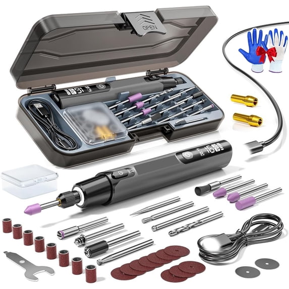 Mini Electric Rotary Tool Set with Led Light & Digital Display, 6-Speed ...