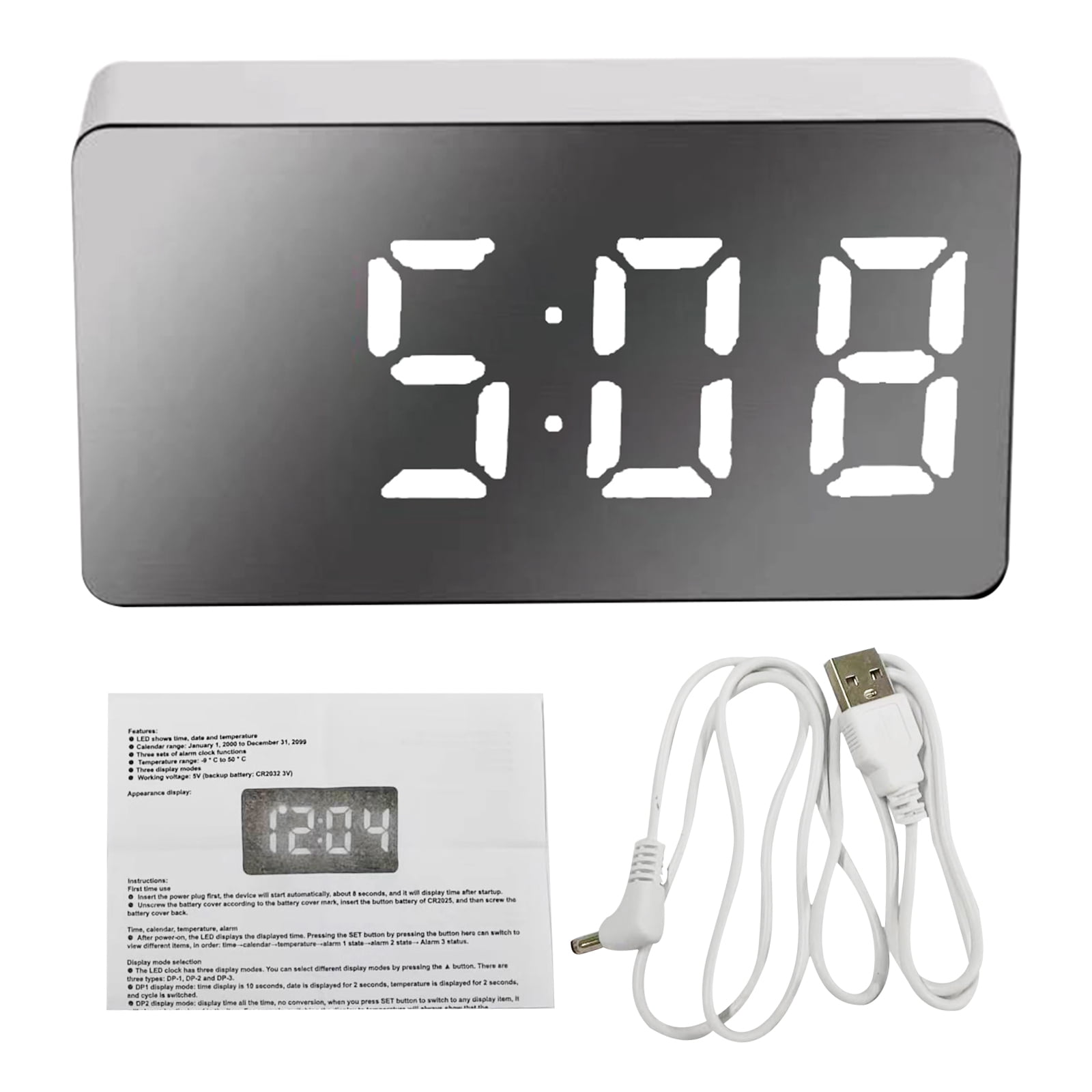 Mini Electronic Digital Alarm Clock Multifunction Large Screen Car LED ...