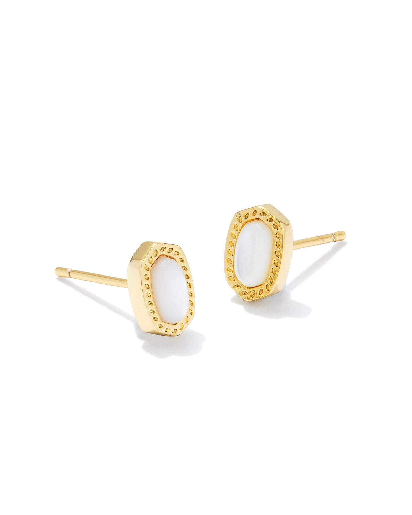 Mini Ellie Gold Stud Earrings in Ivory Mother-of-Pearl - Walmart.com