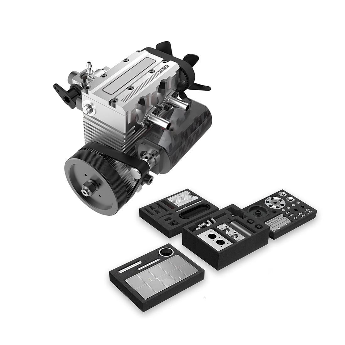 Mini Engine Model Kit That Works, ST-NF2 7.0cc Mini Inline Double ...
