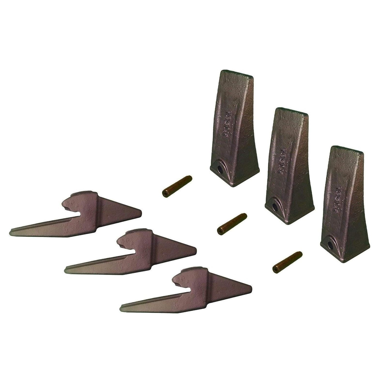Mini Excavator Bucket Teeth, 3 Bottom Leg weld-on shanks, pins, teeth ...