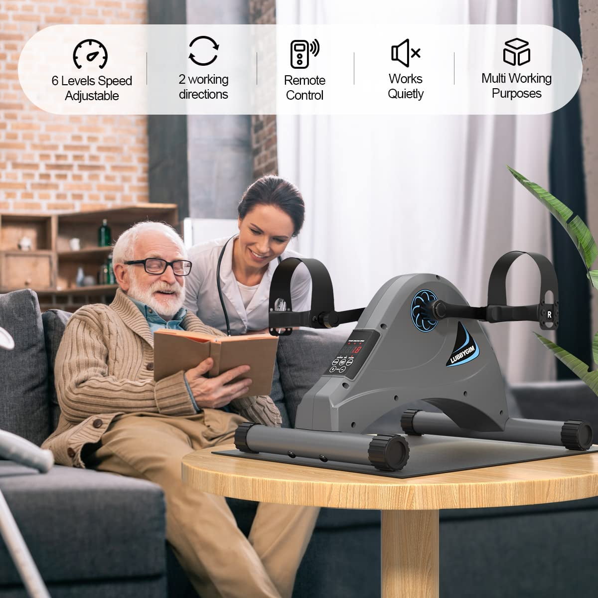 Mini Exercise Bike, Under Desk Bike Pedal Exerciser for Seniors & Physical Therapy, Electric ...