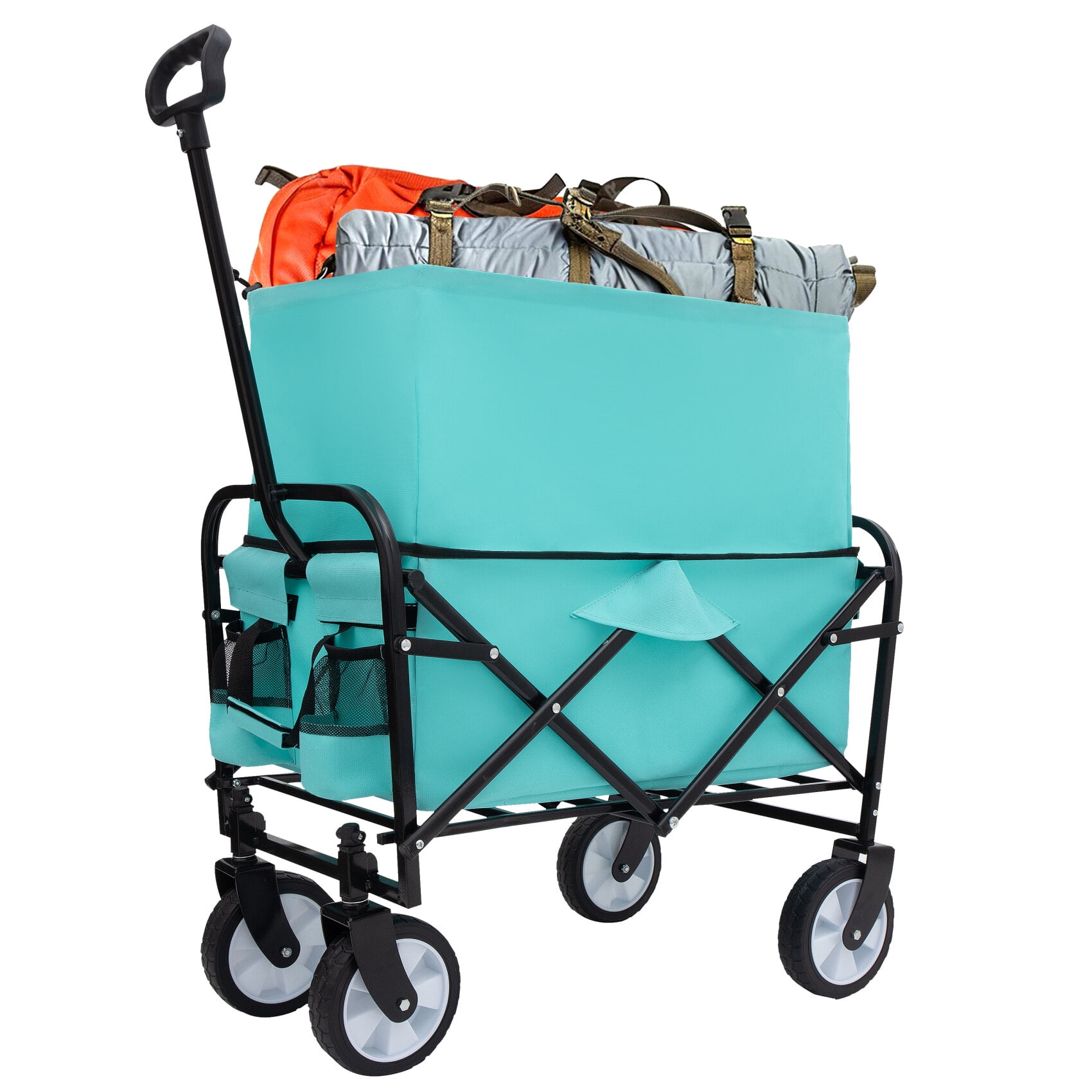 Mini Extended Foldable Wagon, 225lbs Capacity Heavy Duty Multi-Purpose ...