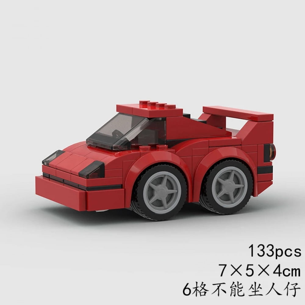 Mini F40 MOC Car Q-version Speed Champions Super Race F1 Vehicle Model ...
