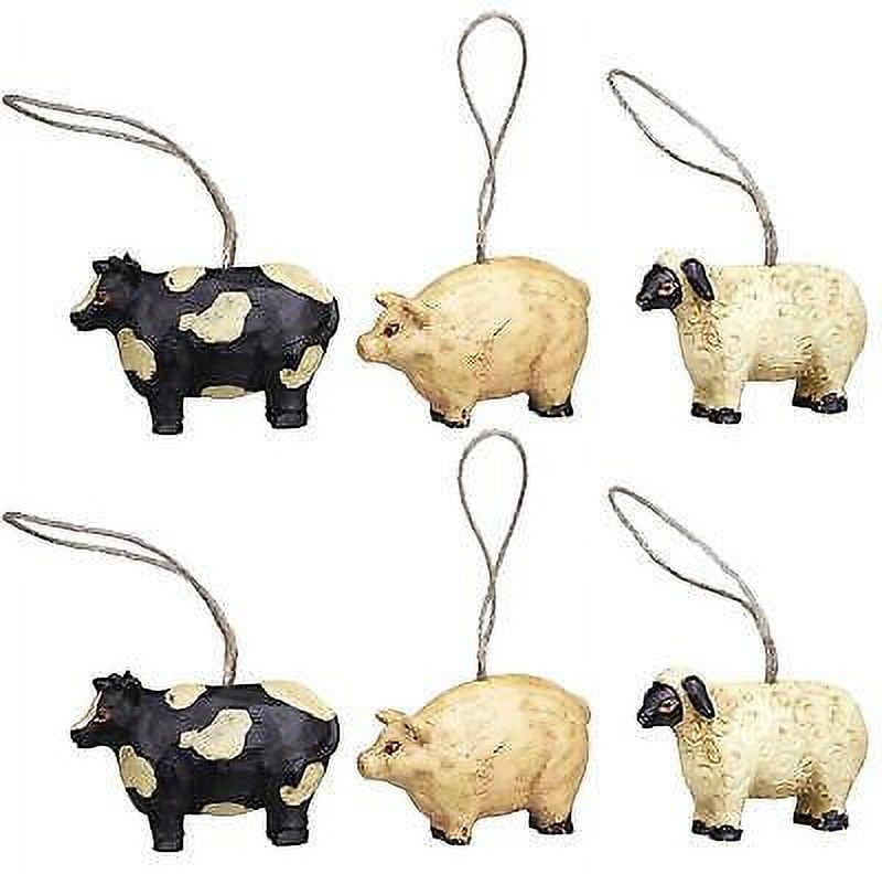 Mini FARM ANIMAL Christmas Ornaments, Set of 6 Cow, Pig, & Sheep, by ...