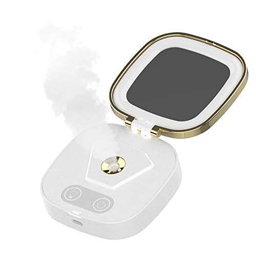 Mini Facial Steamer - Portable Spa Humidifier with Make-Up Mirror, LED ...
