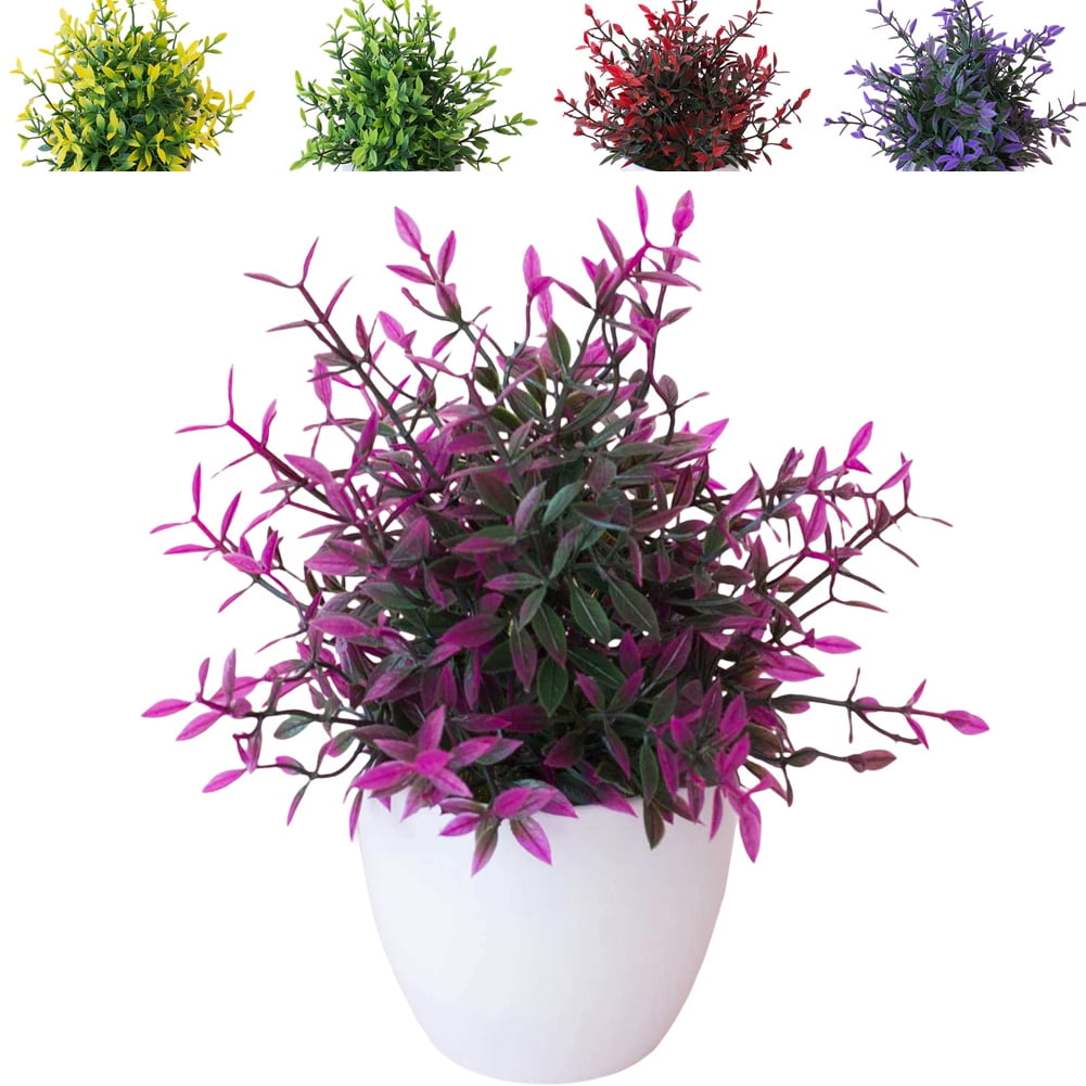 Mini Fake Plants in Pots, Artificial Plastic Green Wheatgrass Plants ...