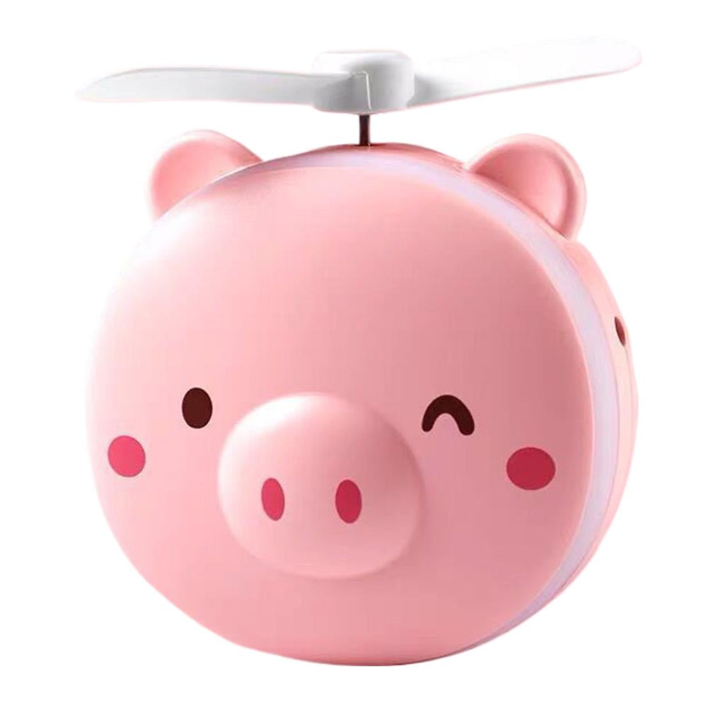 Mini Fan Pink Piggy USB Rechargeable Handheld Portable Mirror' Makeup ...