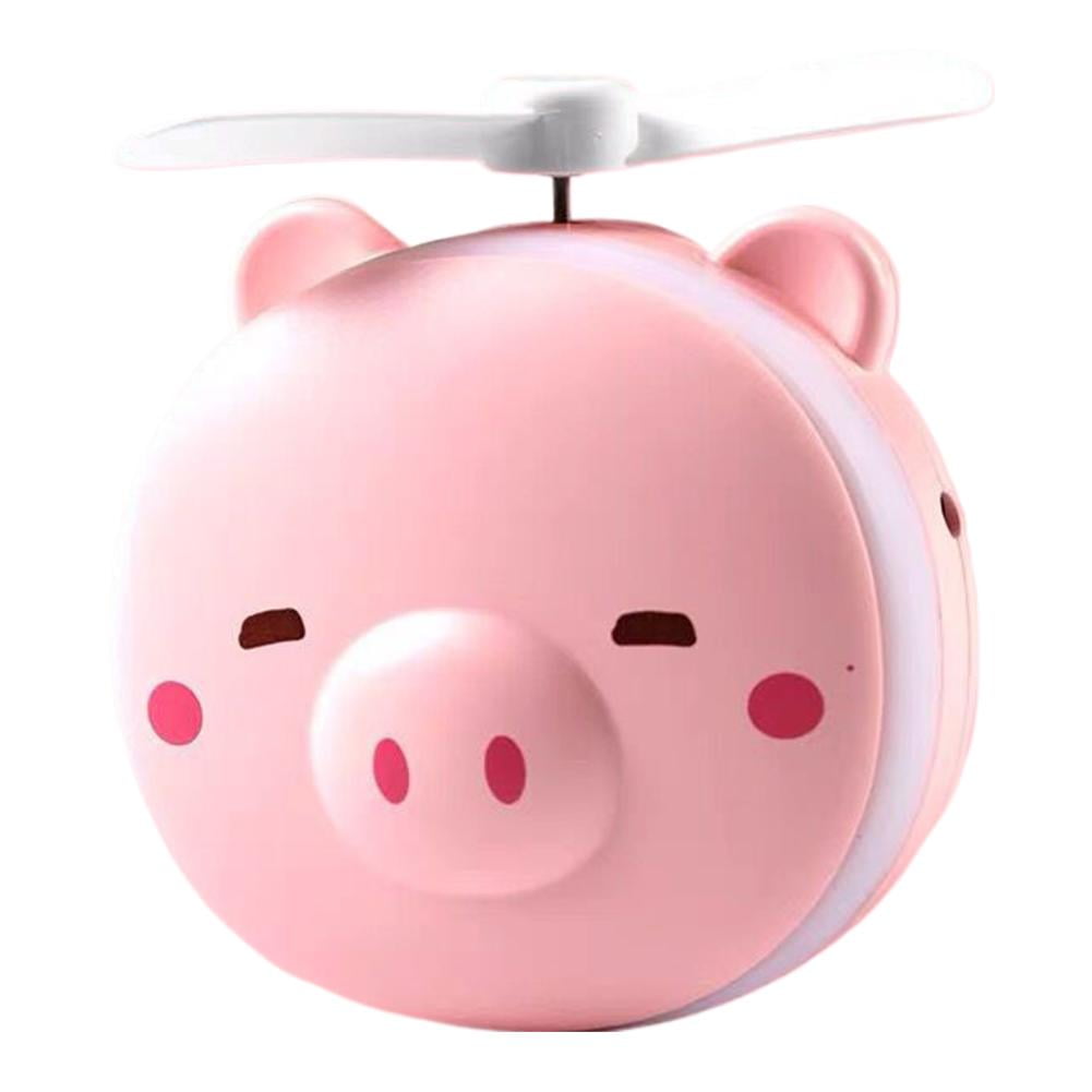Mini Fan Pink Piggy USB Rechargeable Handheld Portable Mirror' Makeup ...