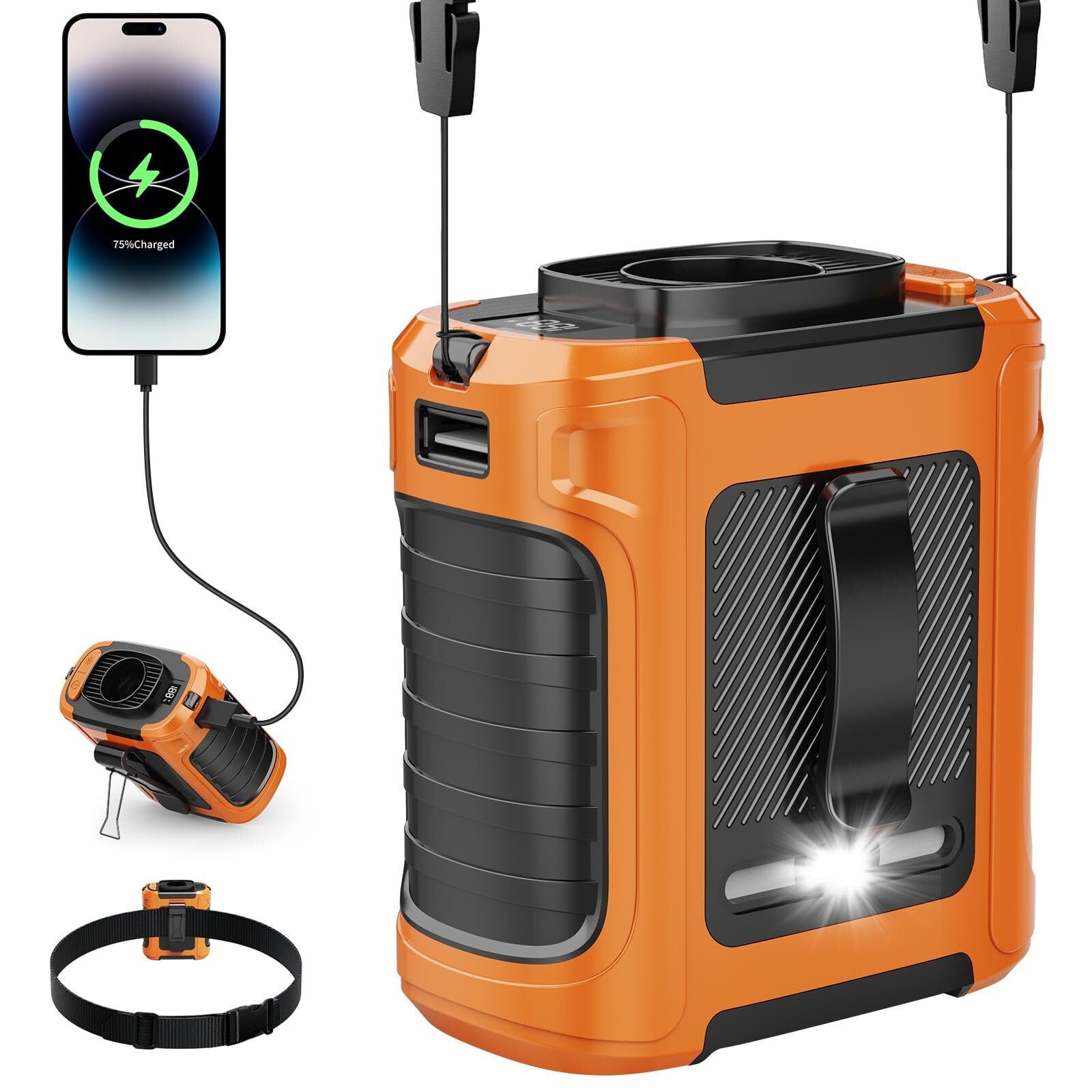 Mini Fan Portable Hanging Waist Air Conditioning Fans with 10000mah ...