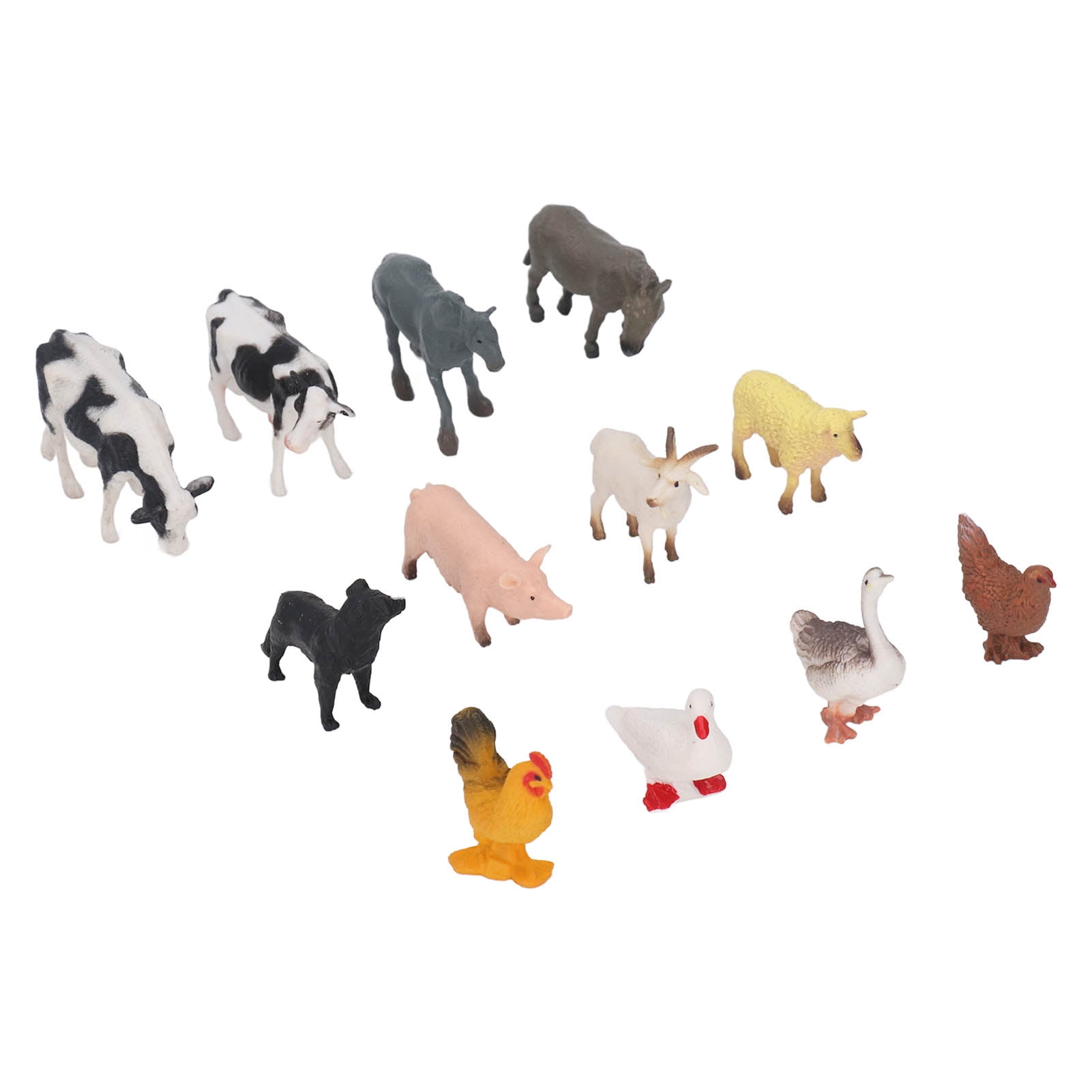 Mini Farm Animal Figurines, Hand Painted 12pcs Miniture Animal Lifelike ...