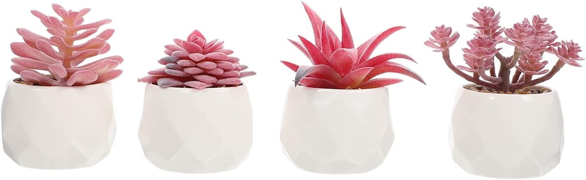 Mini Faux Succulents Plant with Pots,4 Pack Small Succulent Artificial ...
