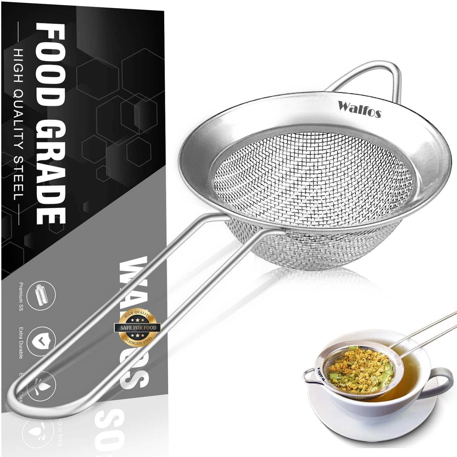 Mini Fine Mesh Tea Strainer, Stainless Steel Small Sifter with Sturdy ...