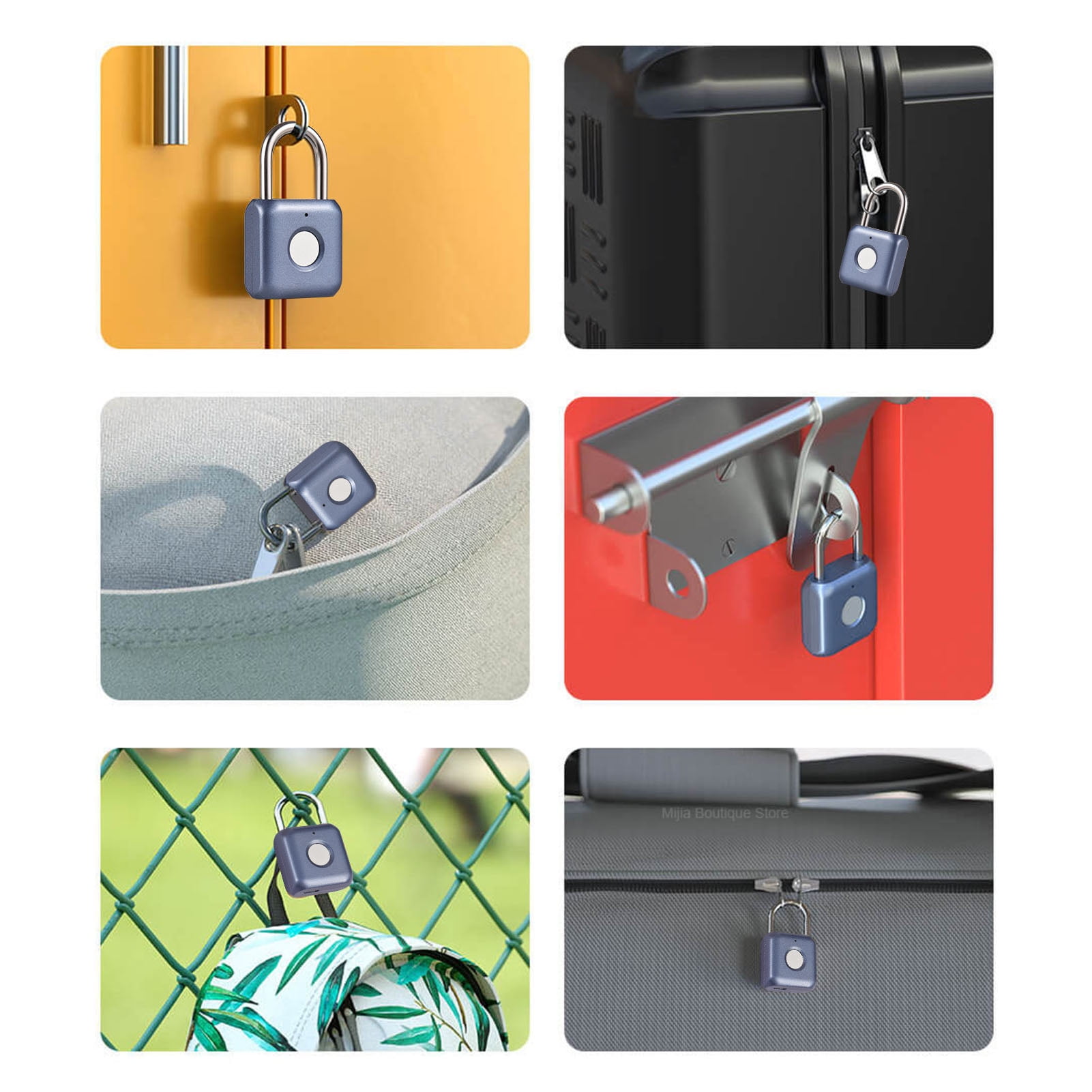 Mini Fingerprint Padlock USB Rechargeable Lock 20 Fingerprints IPX2 ...