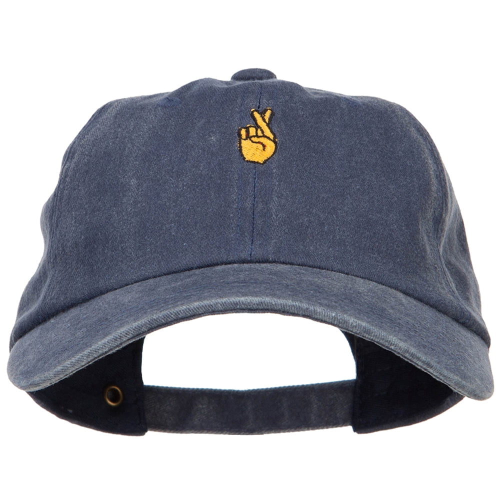 Mini Fingers Crossed Embroidered Unstructured Dyed Cap - Navy OSFM ...