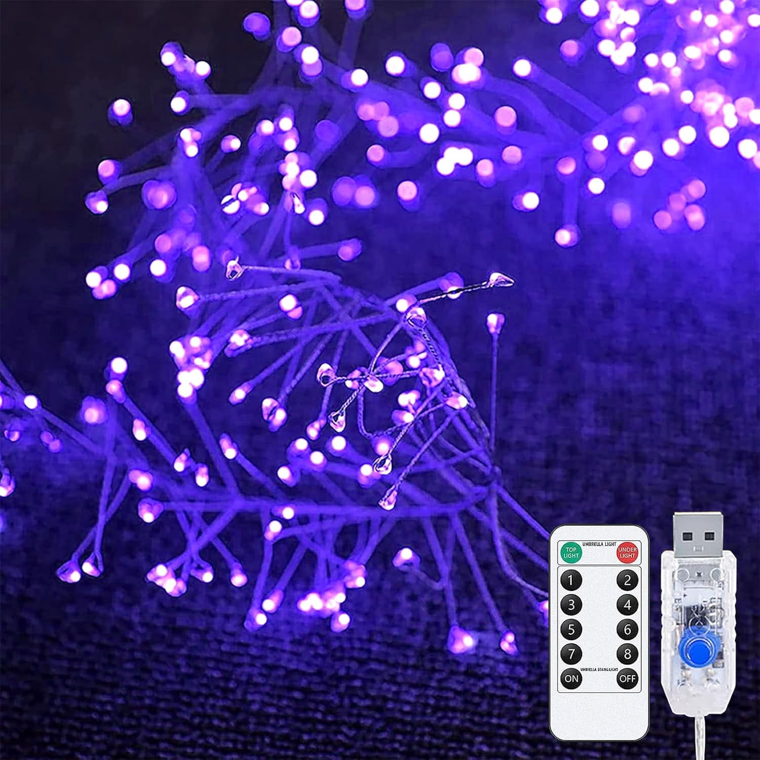 Mini Firecrackers String Light 19.68Ft 200 LED USB Operated 8 Modes ...