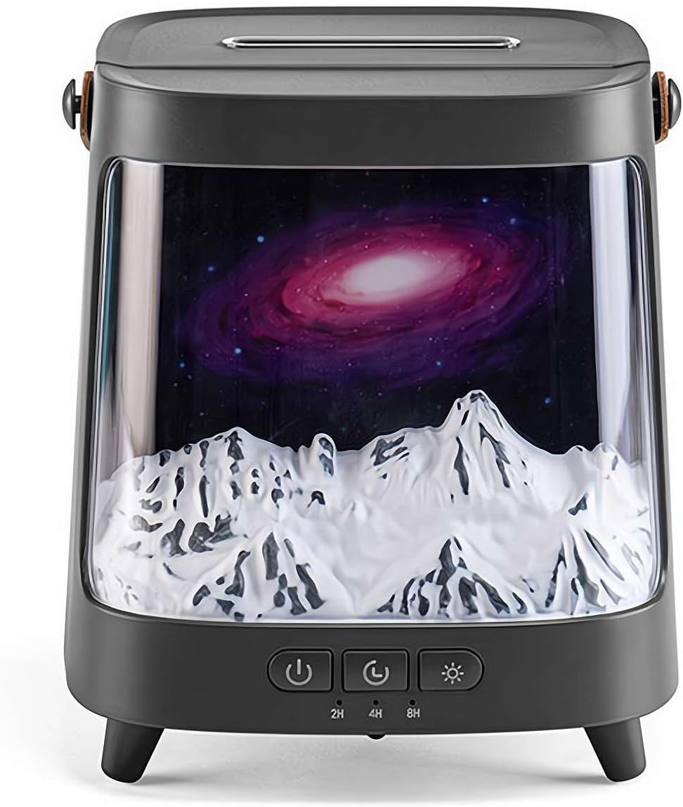 Mini Fireplace Aromatherapy Diffuser 7 Color Lights, 3D Snow Mountain ...