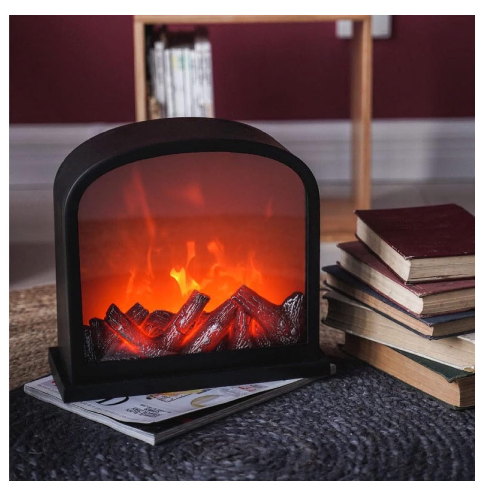 Mini Fireplace Lantern,Decorative Flameless Portable Electric Fireplace ...