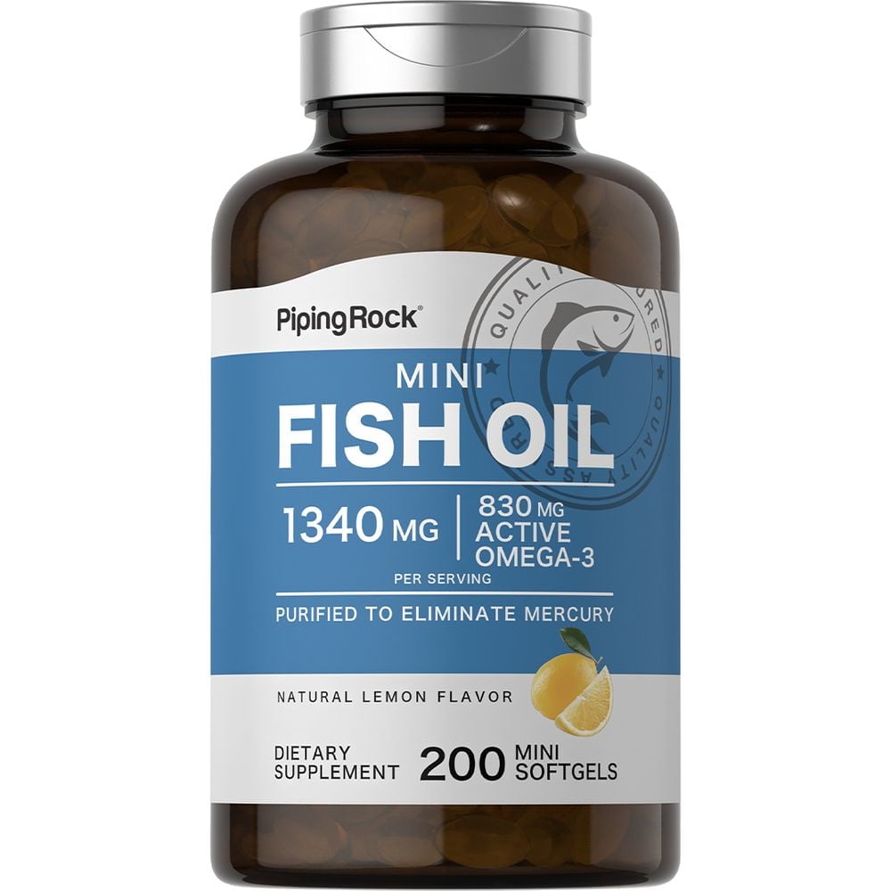 Piping Rock 1300mg Omega-3 Mini Fish Oil | Cold Water Sourced | 200 ...