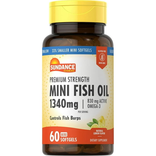 Mini Fish Oil Softgels 1300mg | 60 Count | Lemon Flavor | Non-GMO and ...