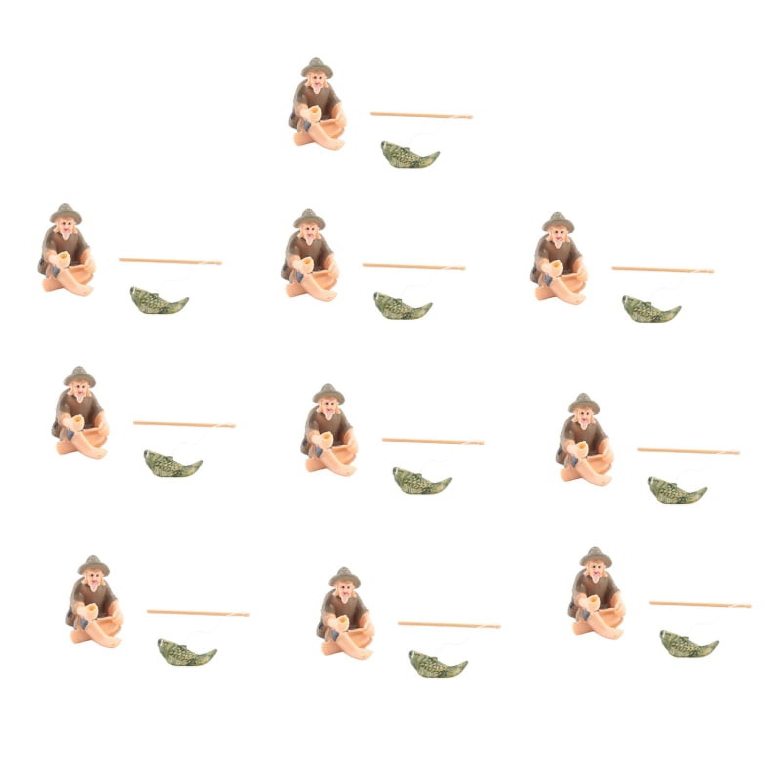 Mini Fisherman Figurines Miniature Resin Fisherman Bonsai Sculpture ...